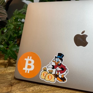 Bitcoin Stickers, Crypto Die Cut Stickers, Scrooge Money Bags, Glossy ...
