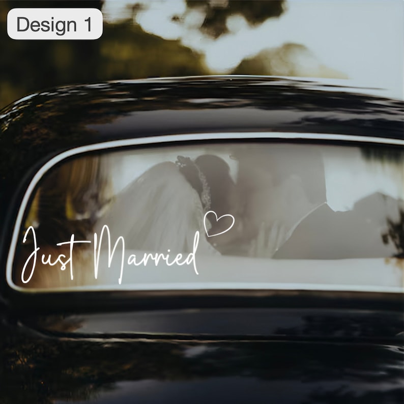 Just Married - Custom Car Window Vinyl Decal, Personalised Wedding ...
