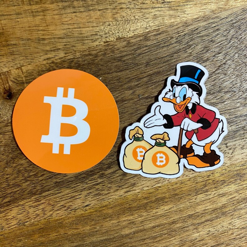 Bitcoin Stickers, Crypto Die Cut Stickers, Scrooge Money Bags, Glossy ...