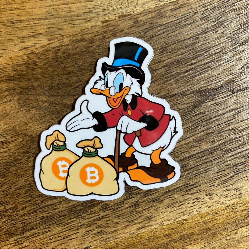 Bitcoin Stickers, Crypto Die Cut Stickers, Scrooge Money Bags, Glossy ...