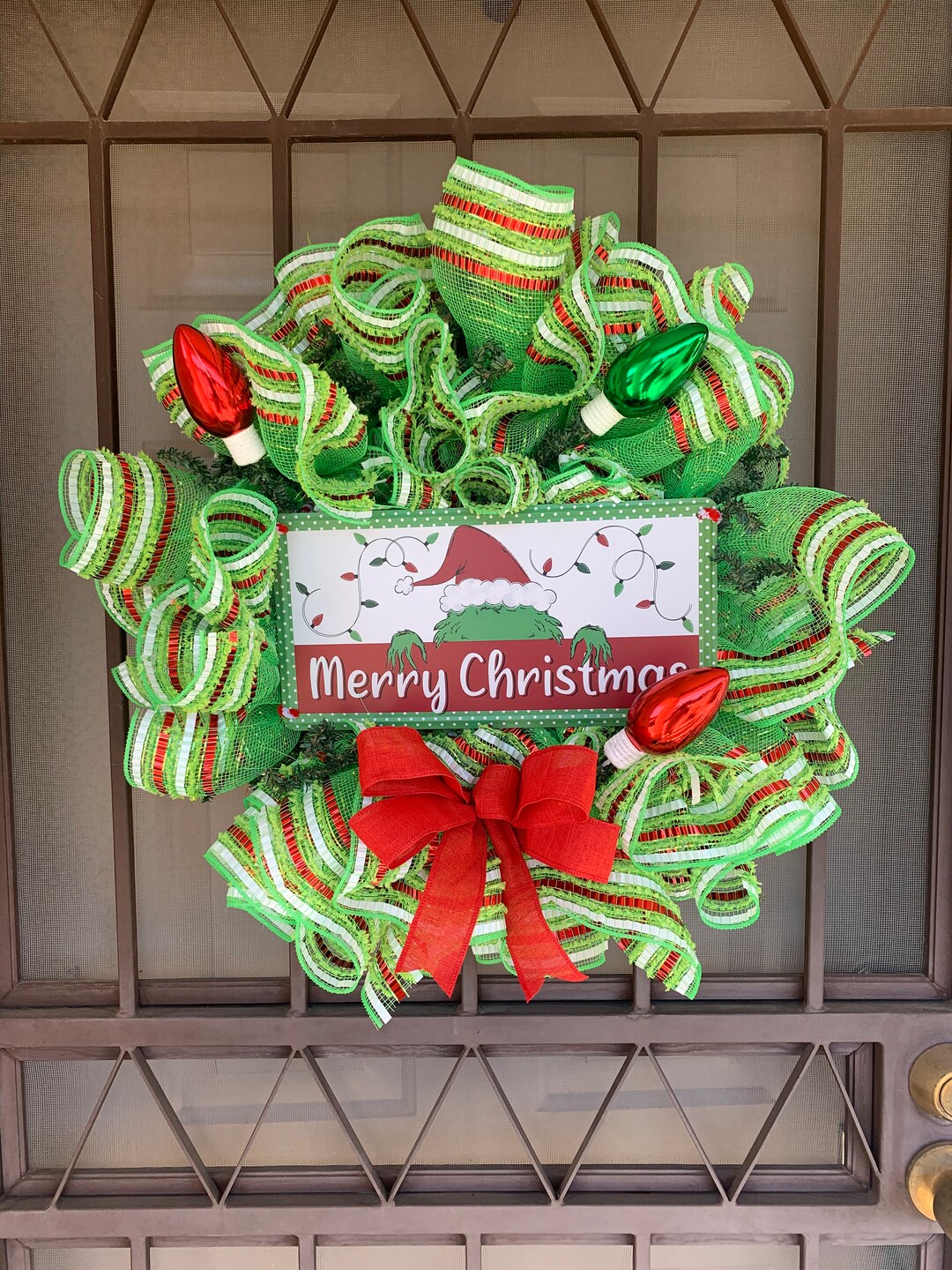 Merry Christmas Wreath With Bulbs - Etsy