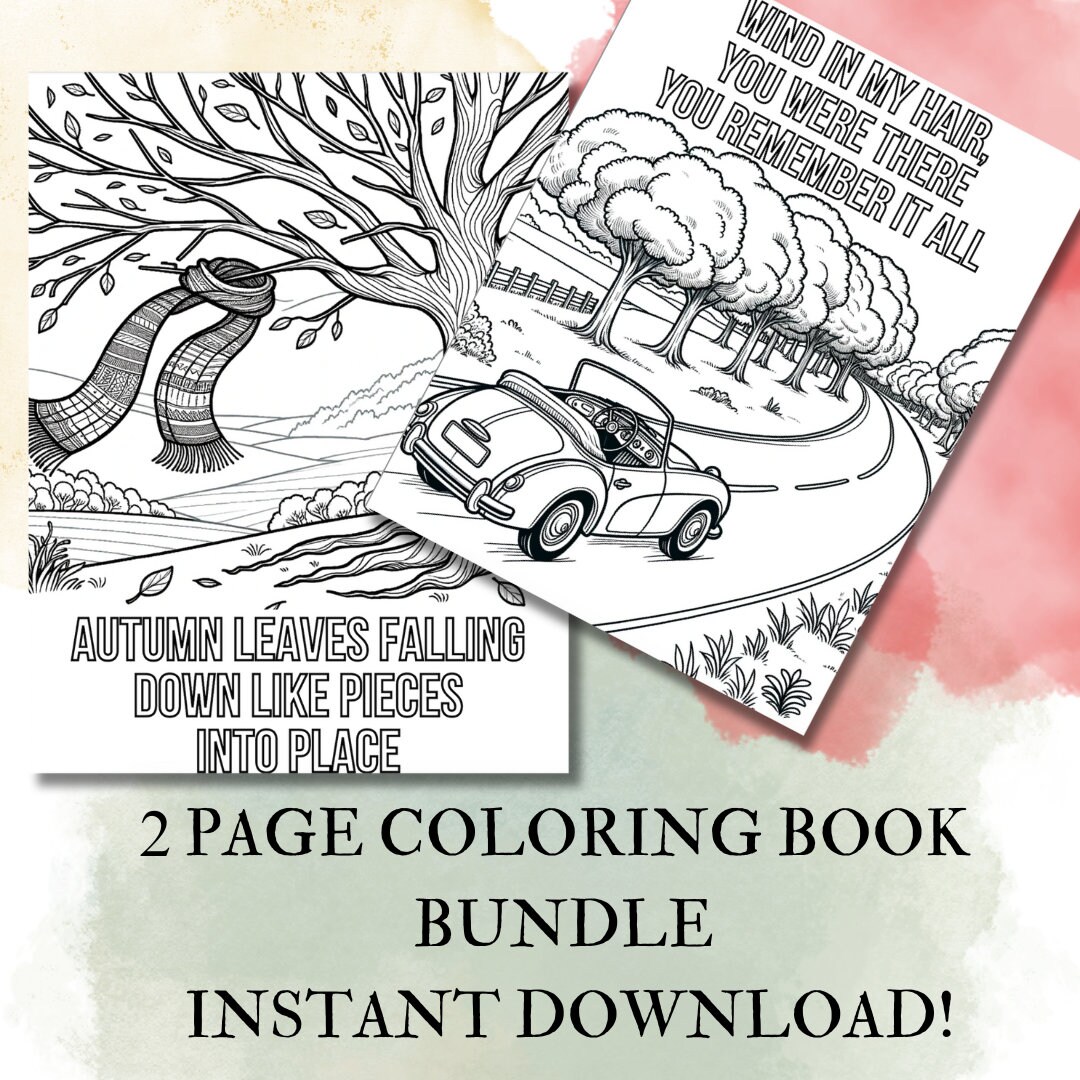 Taylor Swift Lyric Coloring Pages 2 Sheet Bundle Inspired by all Too ...