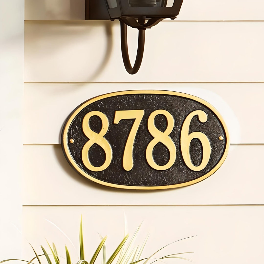 Wall Plaque House Number Sign Oval Round Address Number Home - Etsy