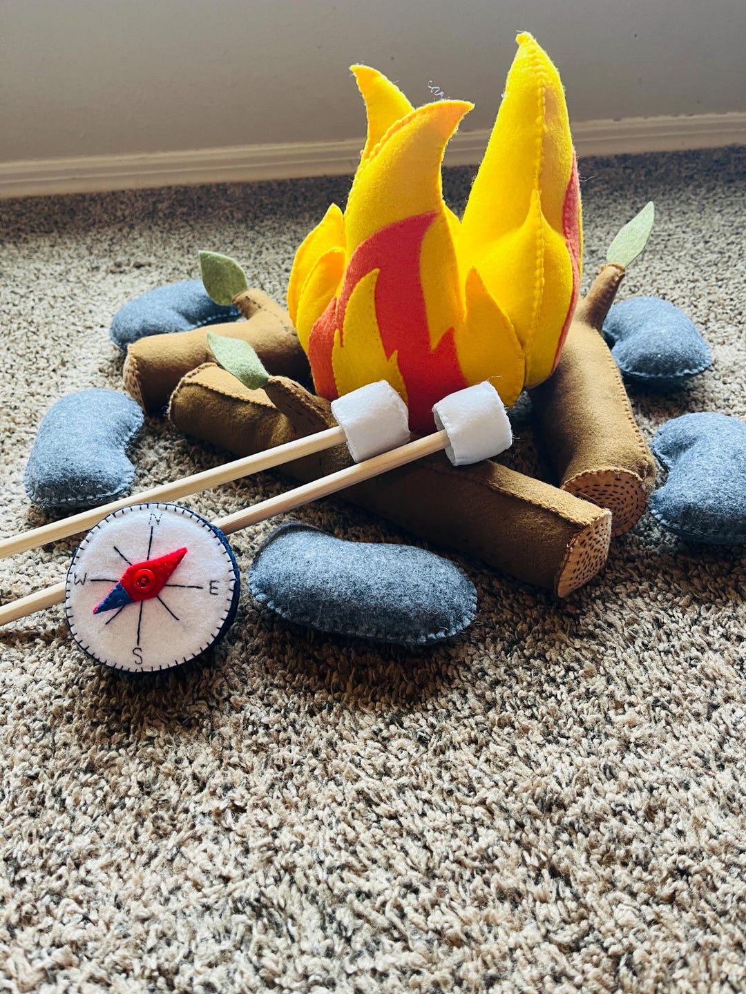 Felt Campfire With Marshmallows and Compass| Campfire Play Set|felt ...