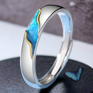 Dainty Wave Ring, Water Themed Jewelry, Wave Pattern Ring, Water Galaxy ...