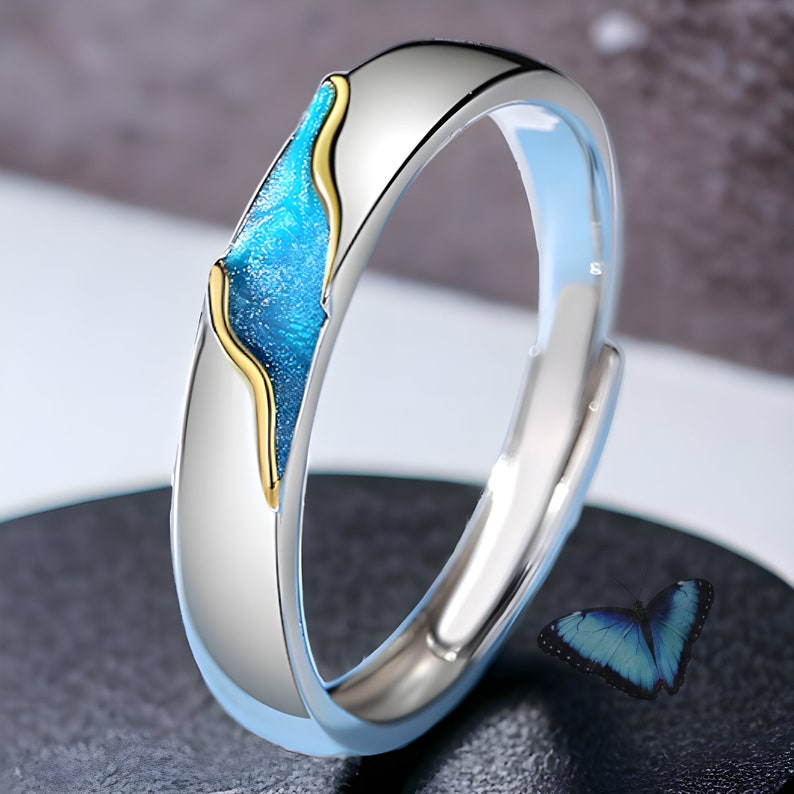 Dainty Wave Ring, Water Themed Jewelry, Wave Pattern Ring, Water Galaxy ...