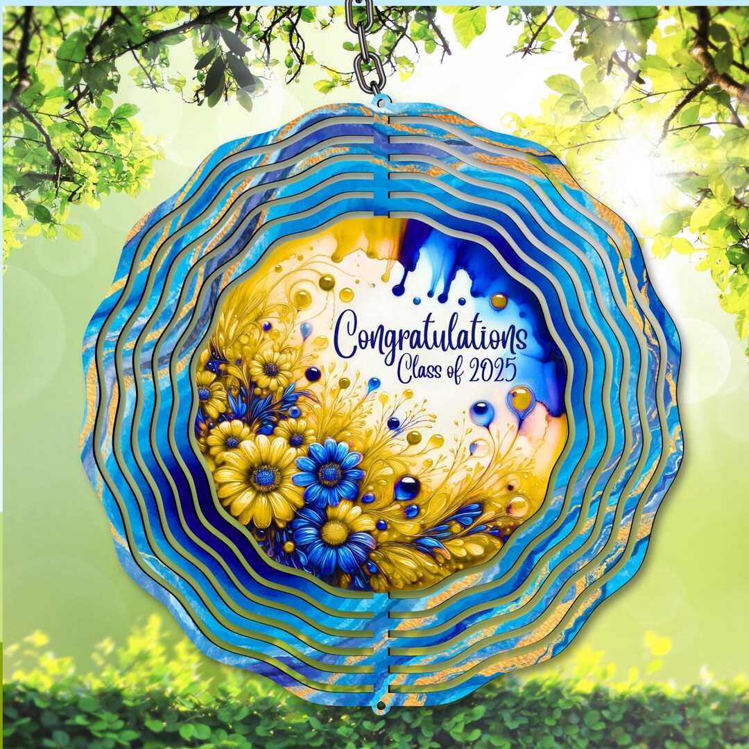 2025 Graduation Wind Spinner PNG, Gold & Blue Sublimation Design ...