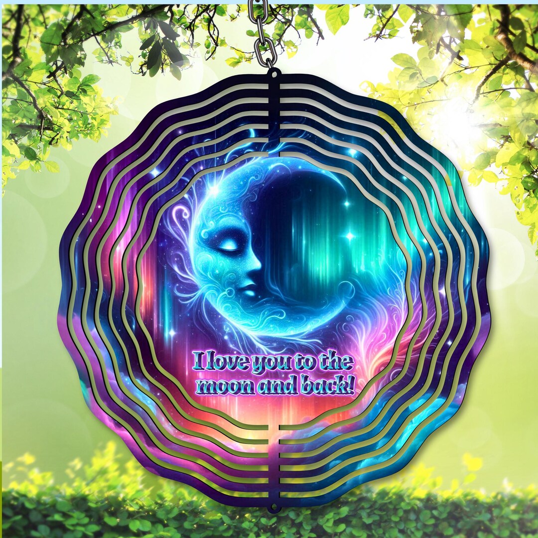 Moon Wind Spinner PNG Sublimation PNG, I Love You From the Moon and Back Garden Spinner Template ...