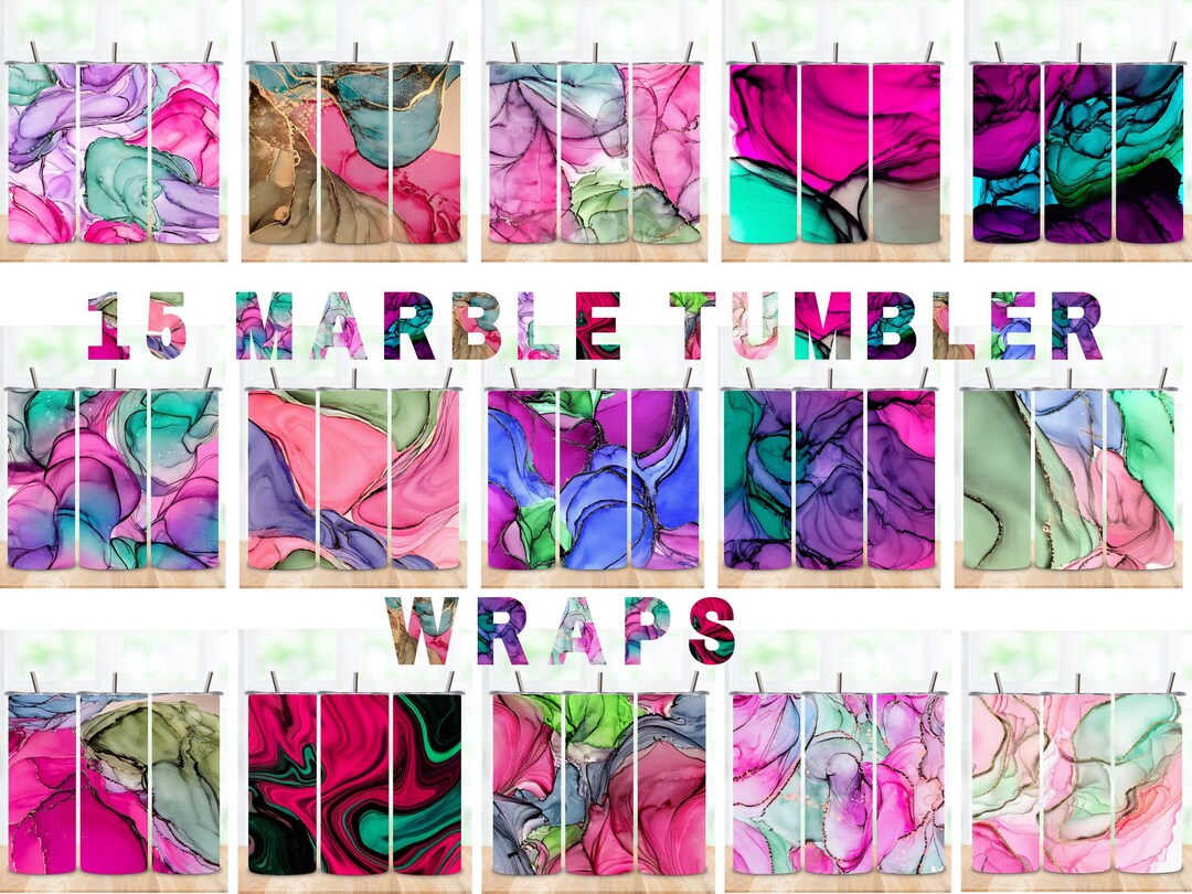 Marble Tumbler Wrap Bundle, 15 Tumbler Wraps, Alcohol Ink Tumbler Wrap ...
