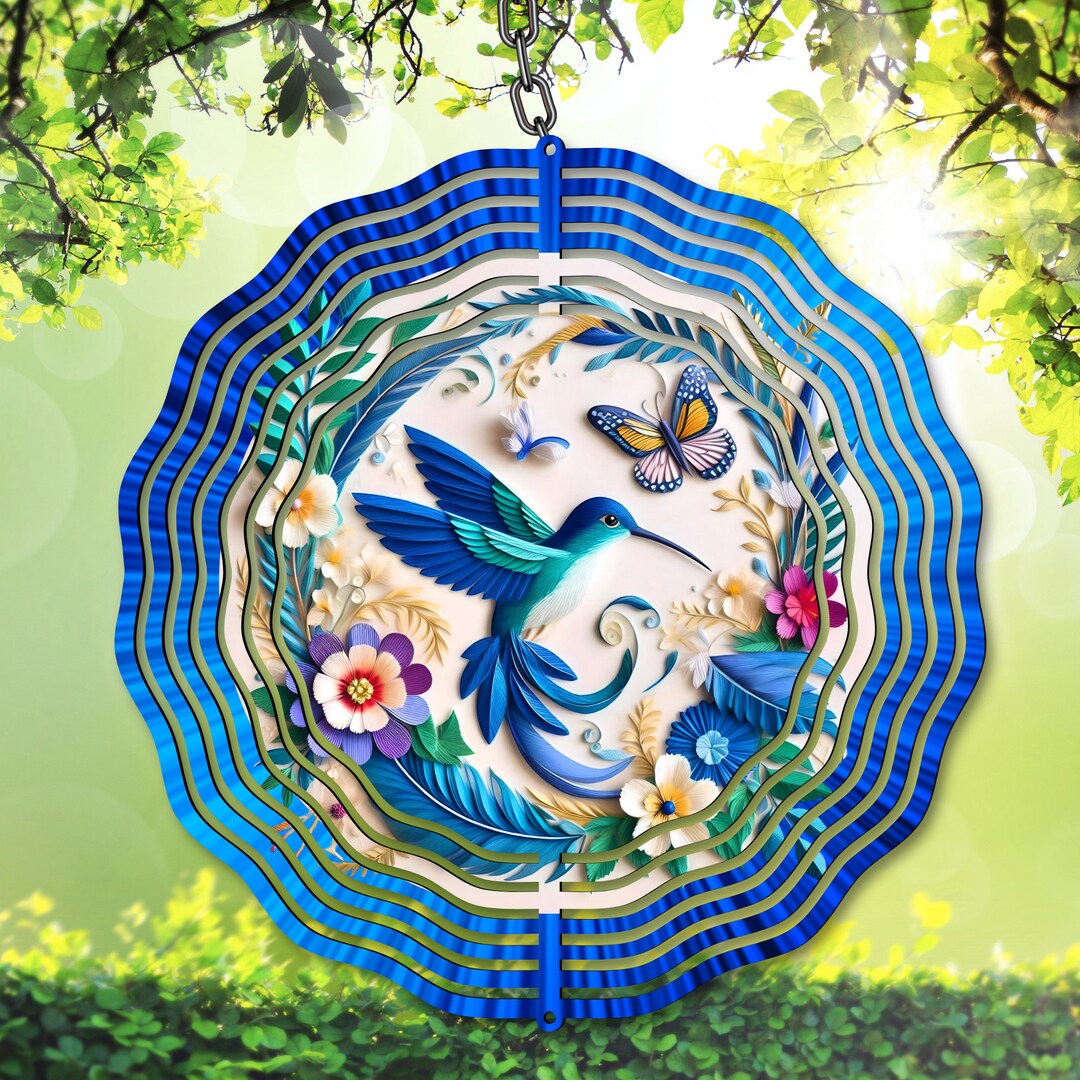 Floral Hummingbird Paper Quill Wind Spinner PNG for Sublimation, 3D ...