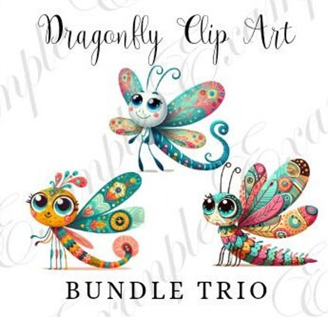 Enchanting Dragonfly Trio, Instant Download PNG Clip, 3 Transparent ...