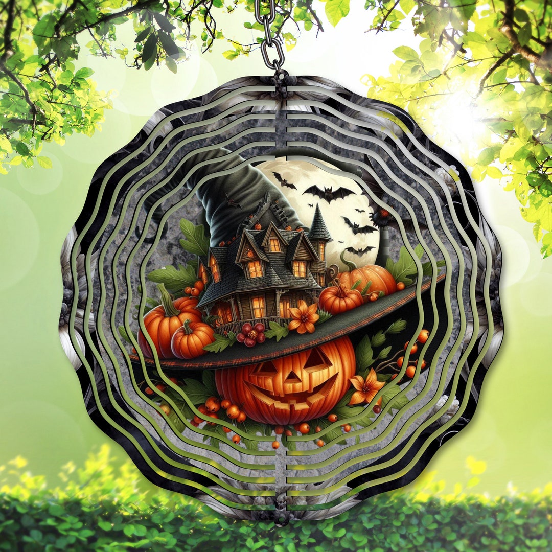 Spooky Halloween Witch Hat and Pumpkin PNG Sublimation for Wind ...