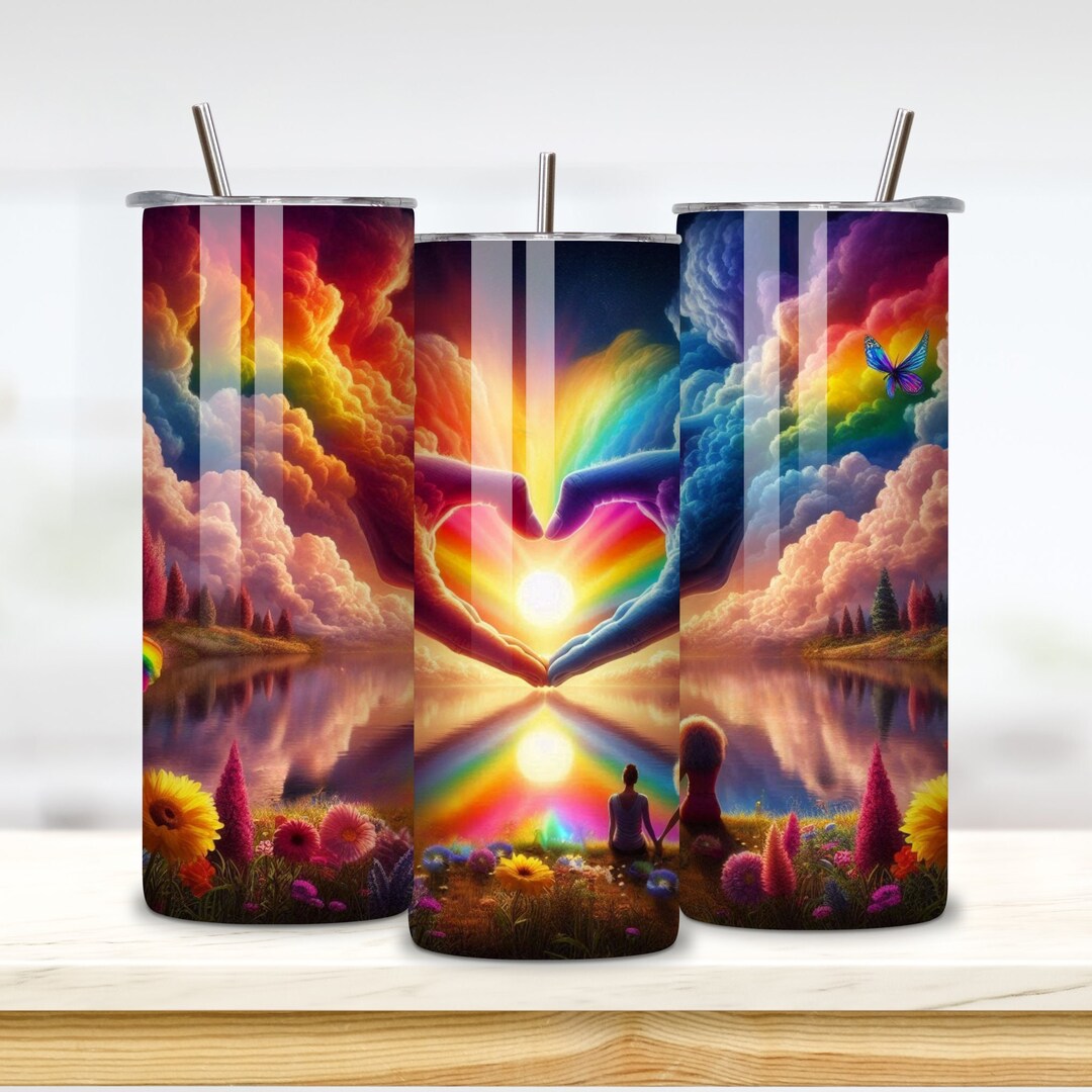 Pride Rainbow Wrap PNG for 20oz Skinny Tumbler Sunset Sublimation ...