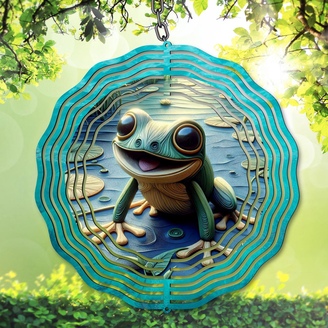 Adorable Frog & Lilly Pads Sublimation PNG for Wind Spinners, Instant ...