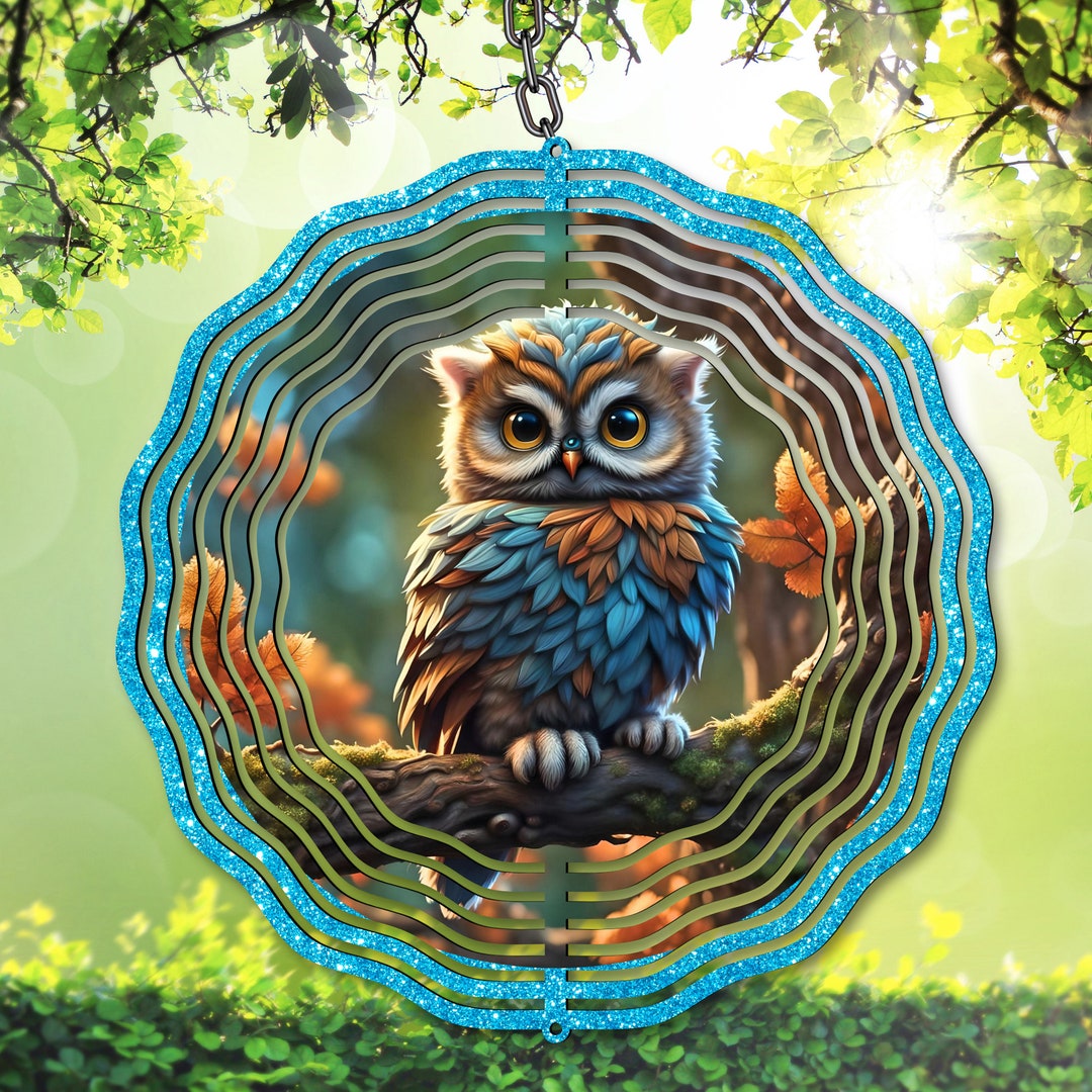 Adorable Owl Wind Spinner PNG for Sublimation, Woodland Garden Decor ...