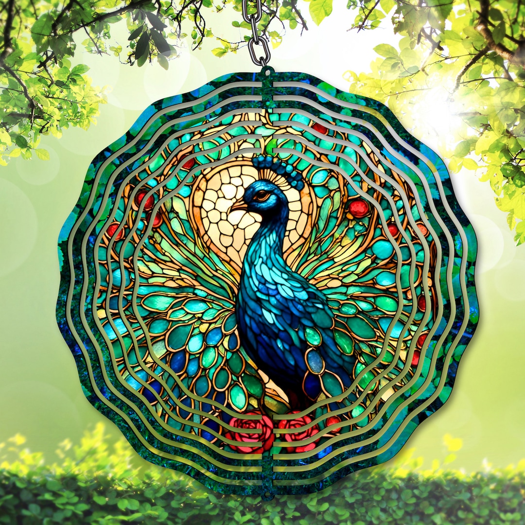 Peacock Wind Spinner PNG, Stained Glass Sublimation Decor, Peacock ...