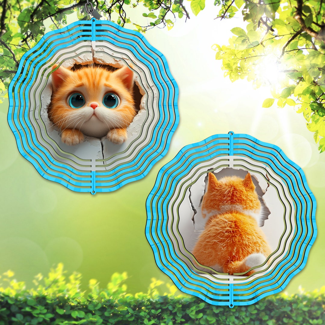Kitten Wind Spinner PNG, Front Back Tabby Cat Sublimation, Double Sided ...