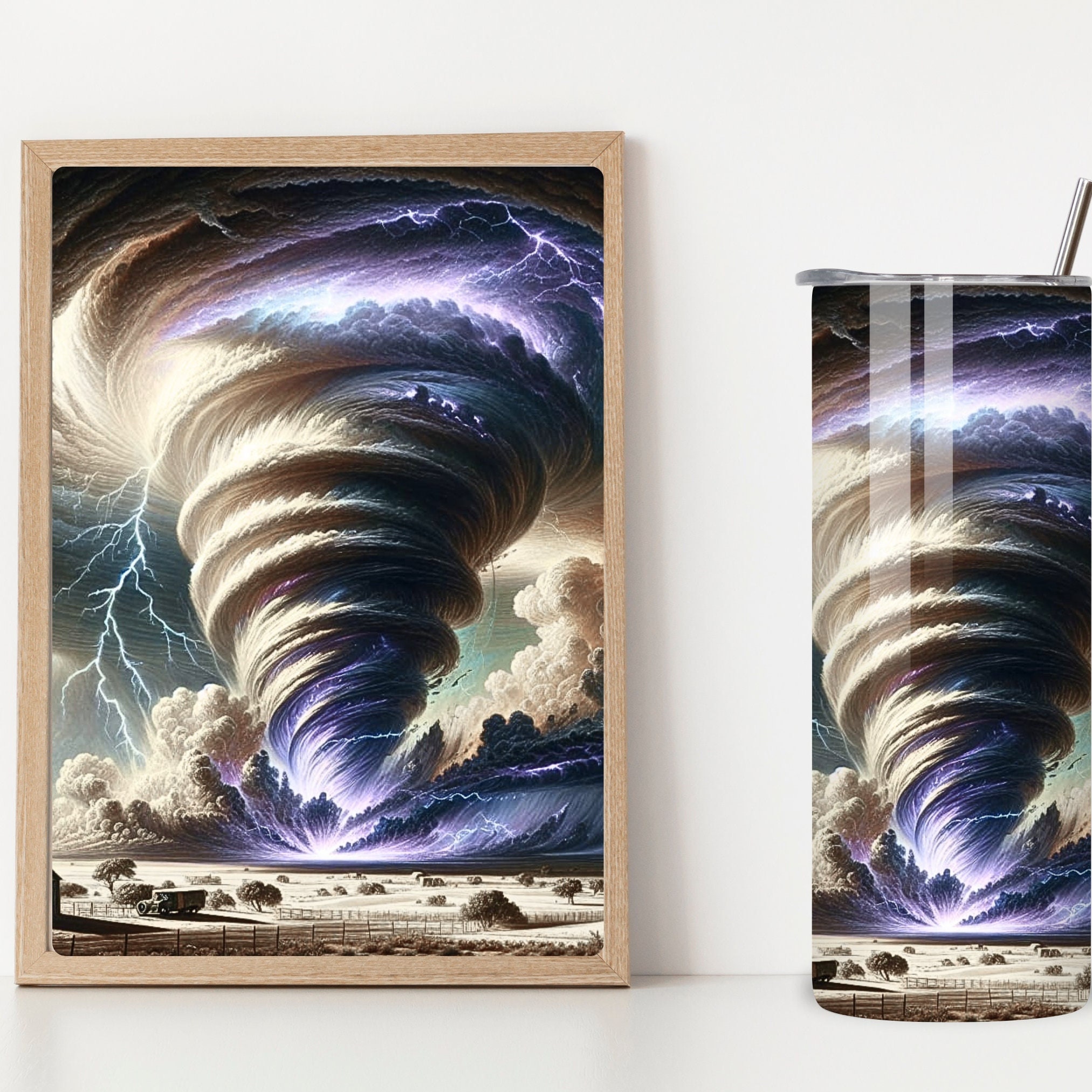 Tornado Tumbler Wrap 20 Oz Skinny Tumbler Sublimation Design Digital ...