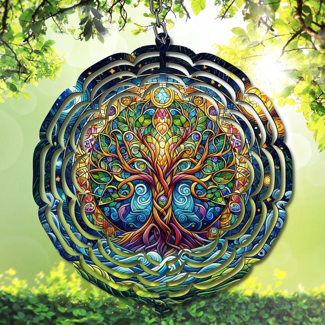 Mystical Tree of Life: Sun and Moon Sublimation PNG for Wind Spinners ...