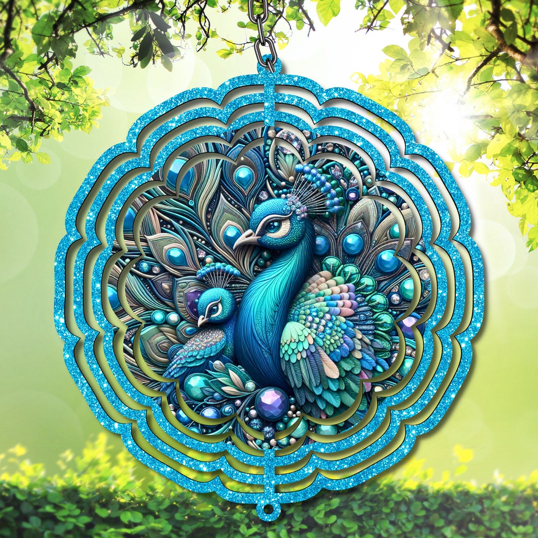 Peacock Jewel Delight Wind Spinner PNG Digital Download With Mom and ...