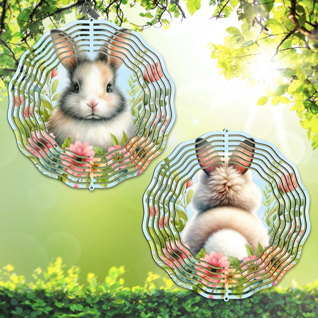 Easter Bunny Wind Spinner PNG, Double Sided Garden Spinner Template ...