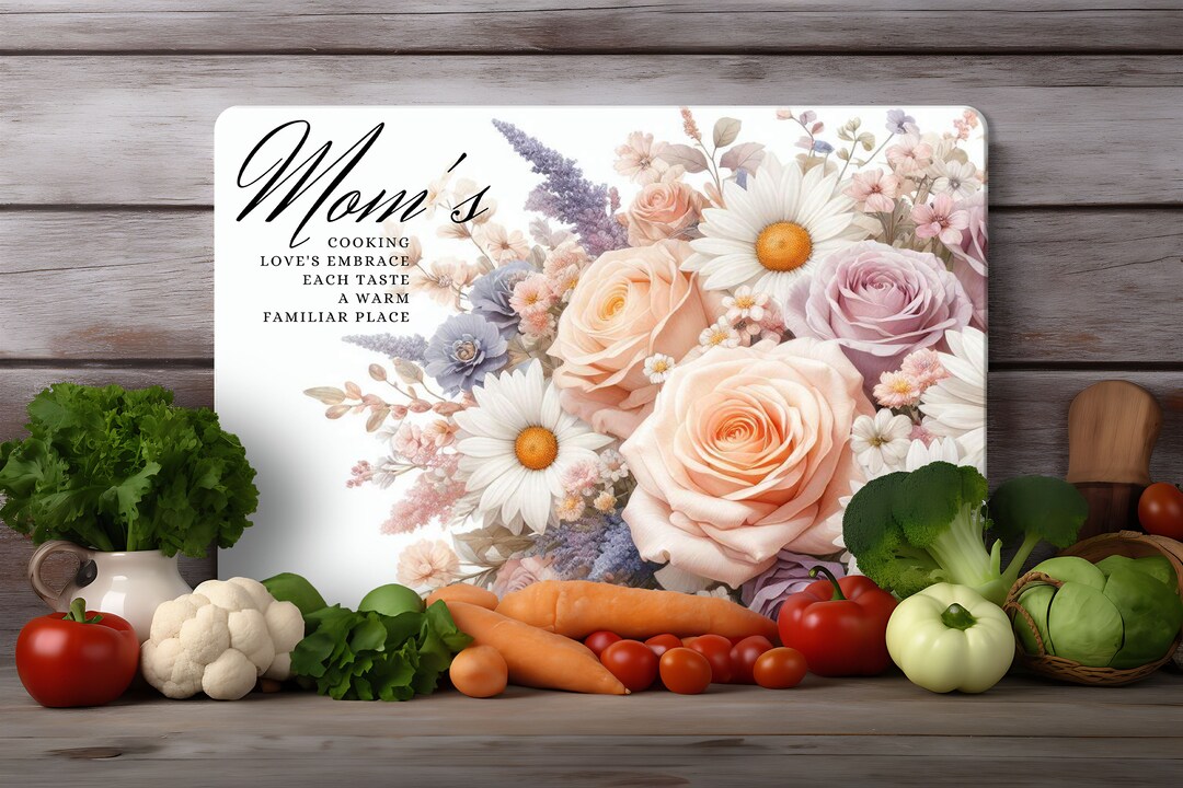 Mom's Cooking Flower Sublimation Cutting Board Download | DIY Gift for ...