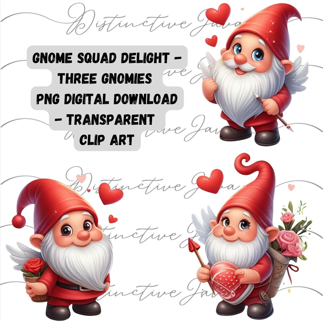 Adorable Gnomes Trio Bundle PNG Digital Download, Transparent ...
