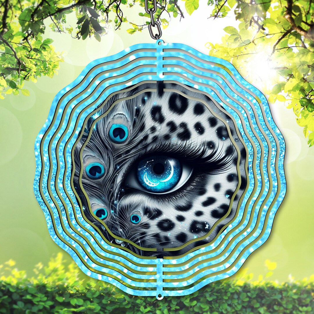 Blue & White Leopard Eye Wind Spinner PNG, Leopard Sublimation Design ...