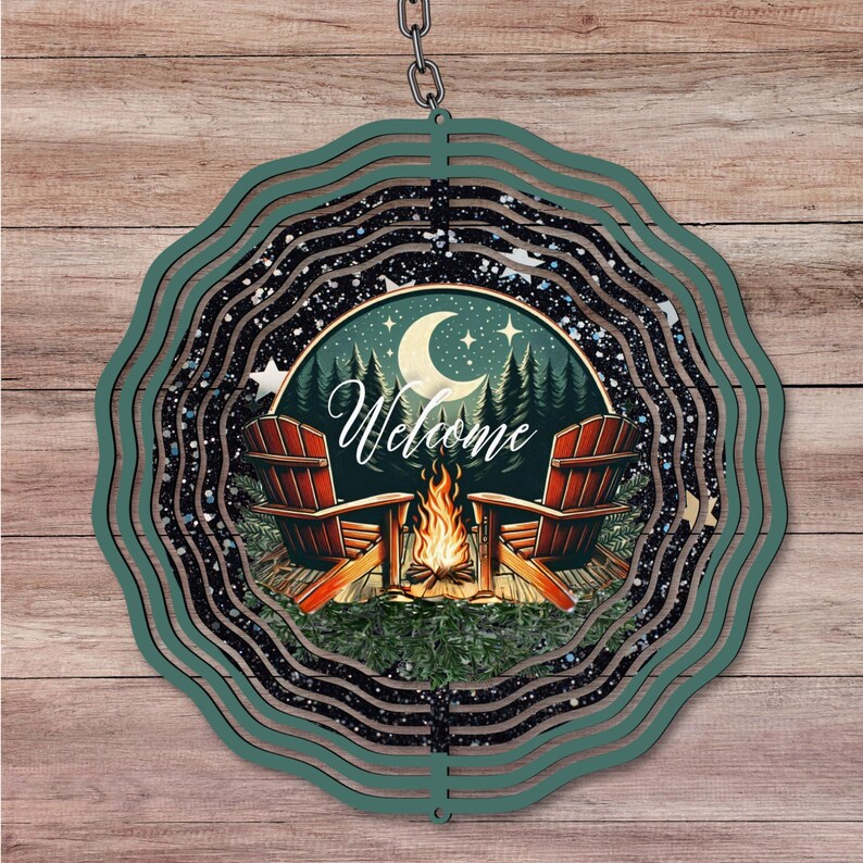 Welcome Campfire Wind Spinner PNG Rustic Adirondack Chairs Garden ...