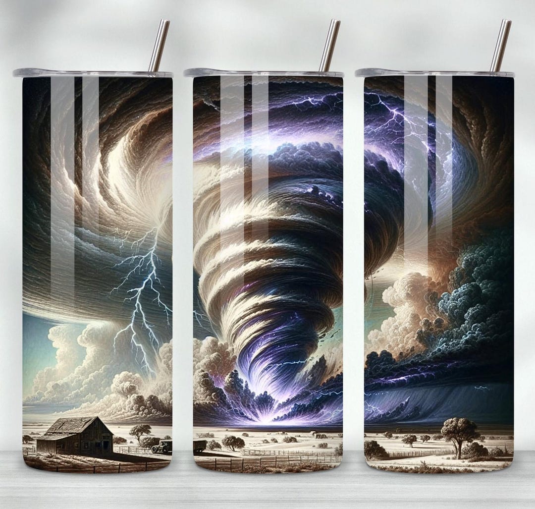 Tornado Tumbler Wrap 20 Oz Skinny Tumbler Sublimation Design Digital ...