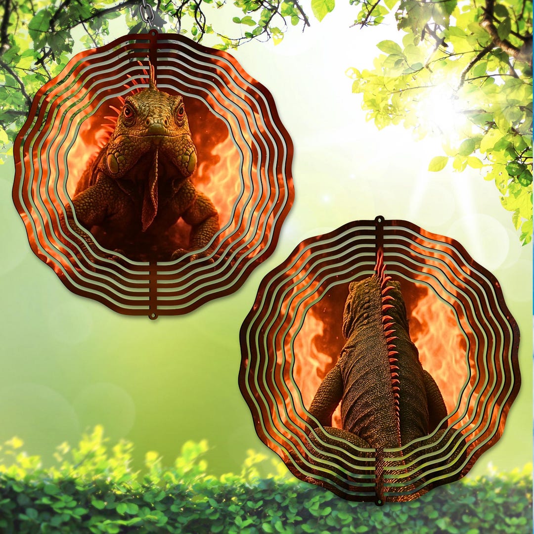 Iguana Wind Spinner PNG, Lizard Breakthrough Sublimation Design, Double ...