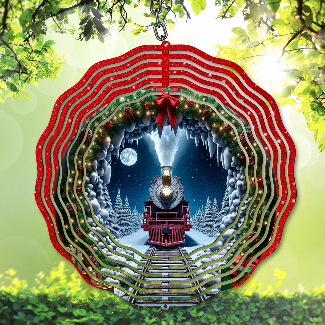 Christmas Train Wind Spinner PNG, Holiday Locomotive Garden Spinner ...