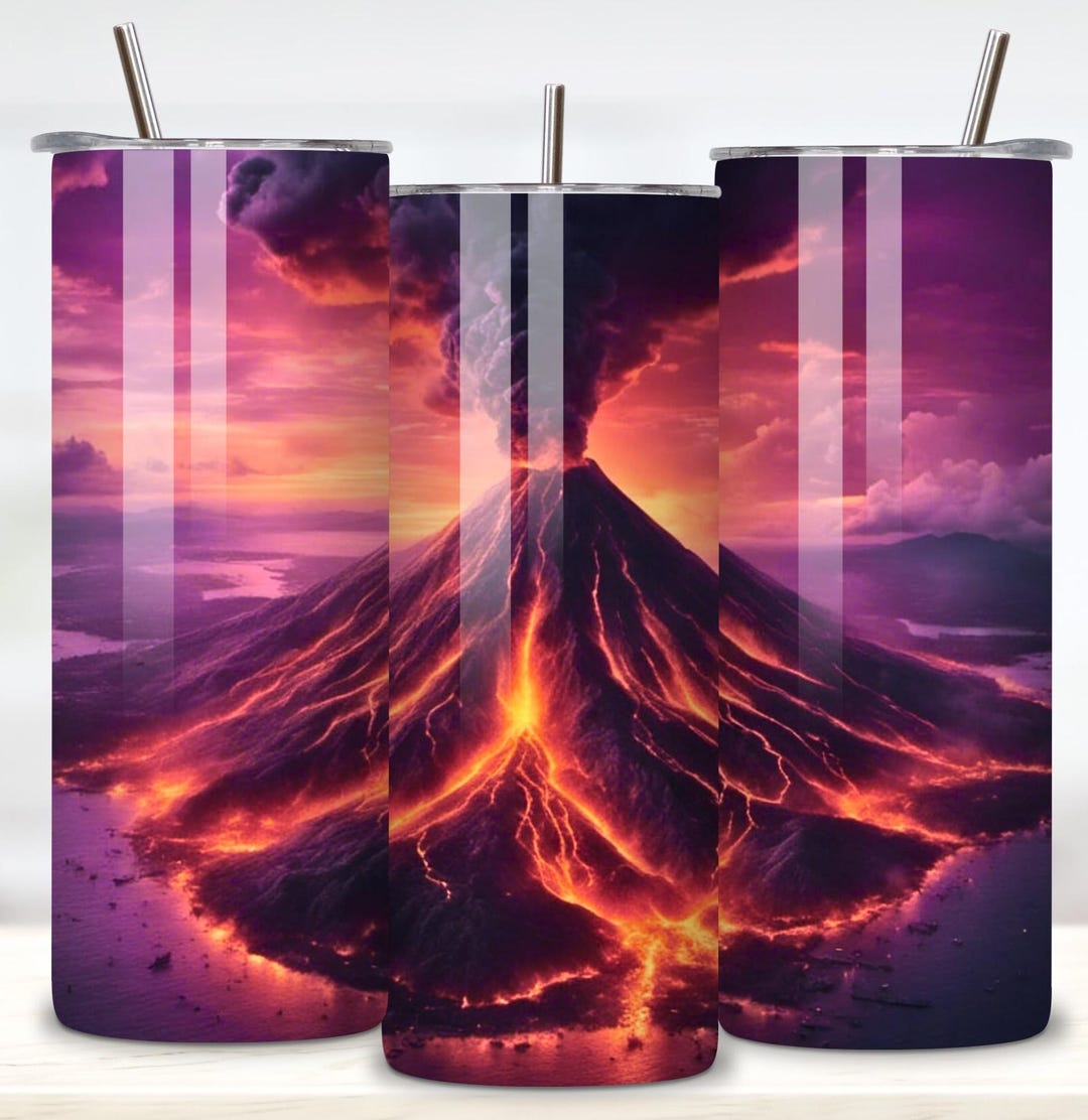 Erupting Volcano Tumbler Wrap PNG: Nature Lover Gift (digital Download ...