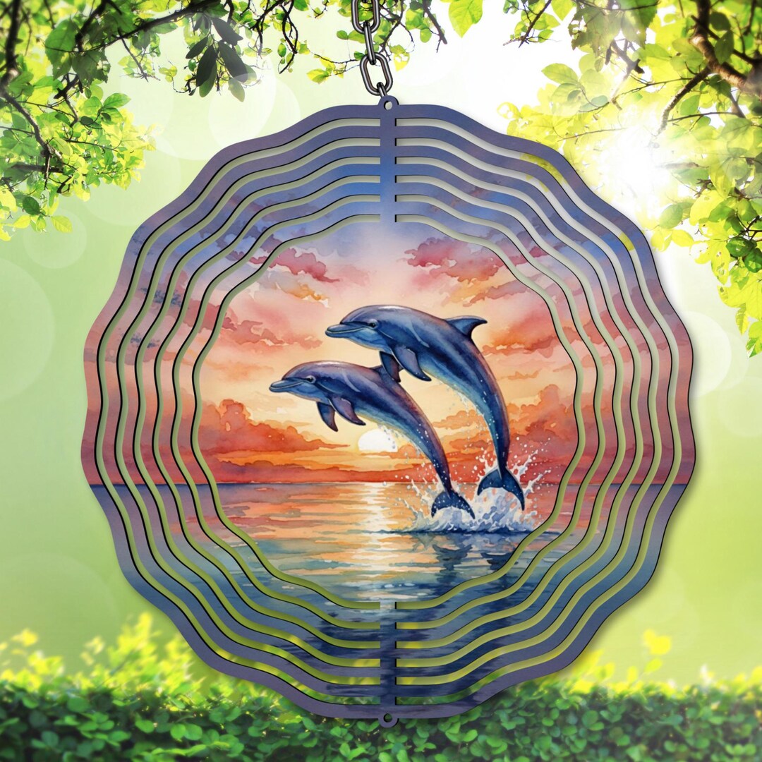 Dolphin Wind Spinner PNG, Sunrise Dolphin Sublimation Design, Sunset ...