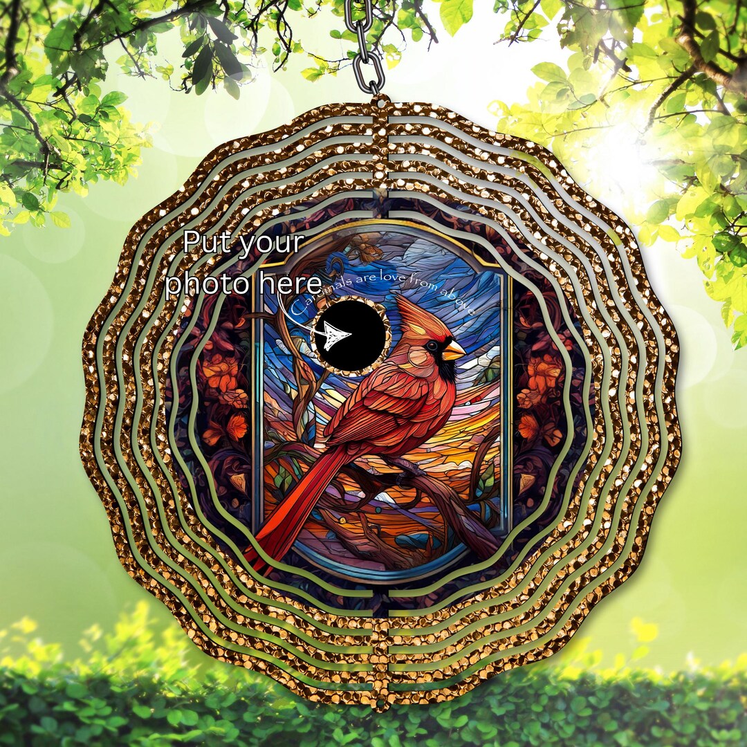 Cardinal Photo Frame Wind Spinner PNG, Sublimation Memorial Png ...