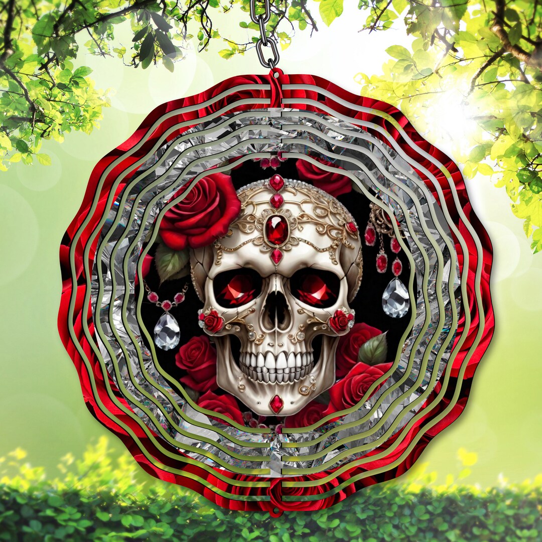 Skull Wind Spinner PNG, Gothic Sublimation Design, Skeleton Garden ...