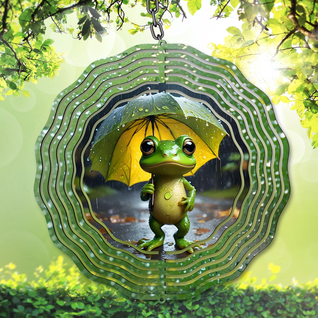 Frog Wind Spinner PNG, Frog in the Rain Sublimation PNG, Frog With ...
