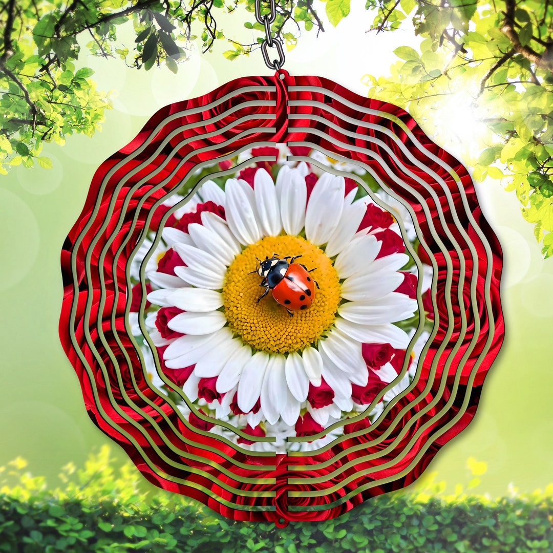 Ladybug, Roses, Daisy Wind Spinner PNG, Flower Sublimation PNG, Digital ...