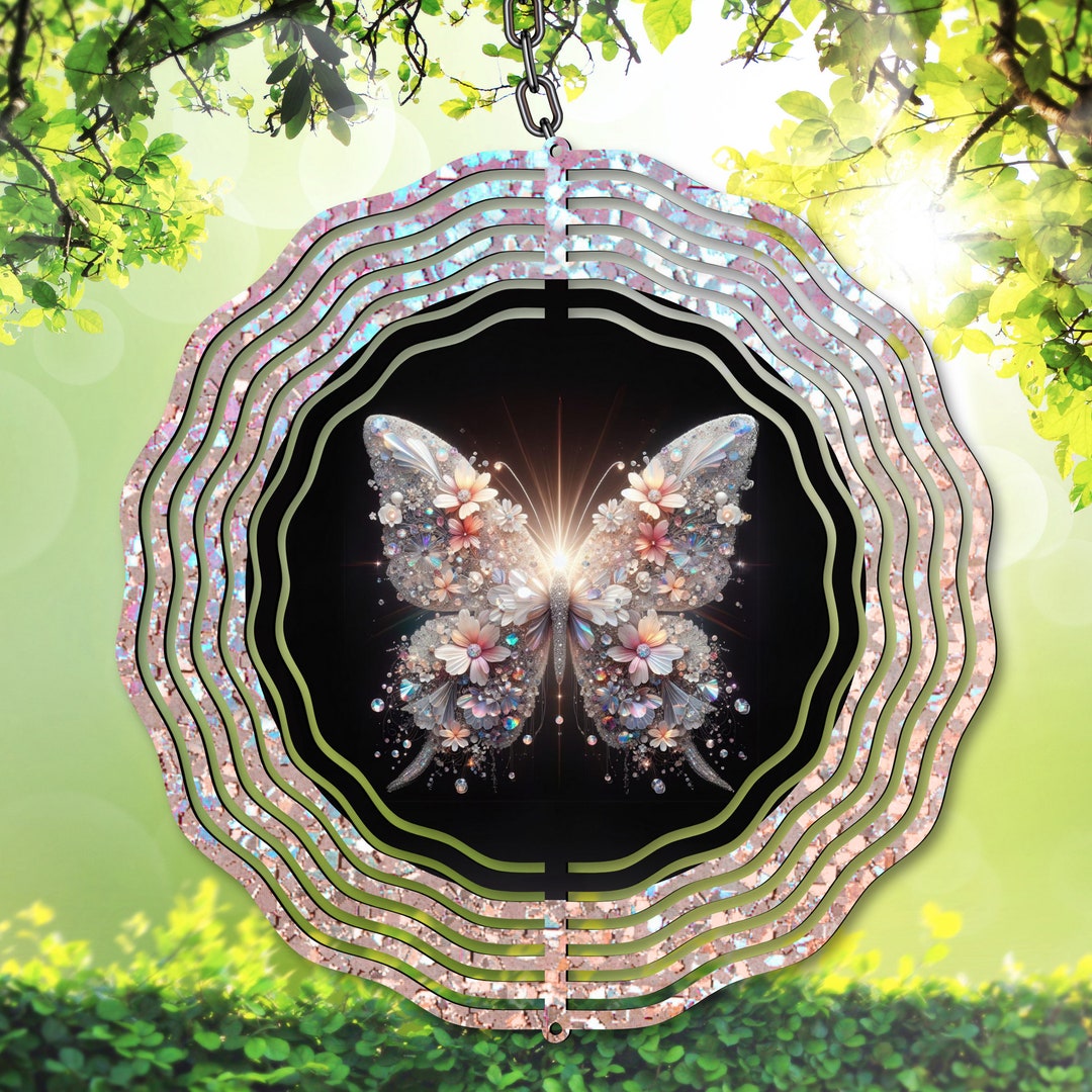 Butterfly Wind Spinner PNG Iridescent Sublimation Design, Digital ...