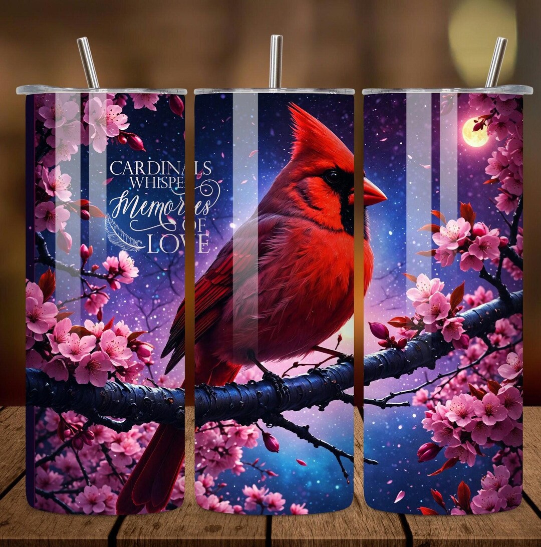 Heavenly Cardinal 20oz Tumbler Wrap PNG, Memorial Tumbler Png ...