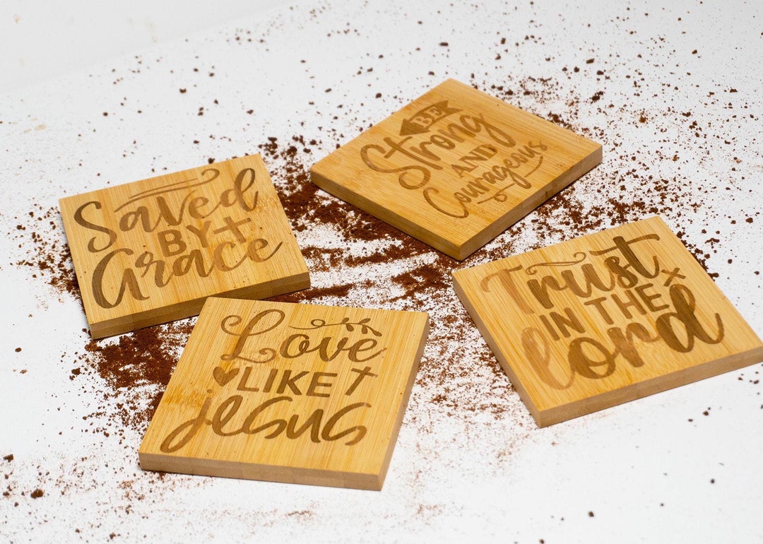 Set of 4 Inspirational Wooden Coasters With Bible Verses ...