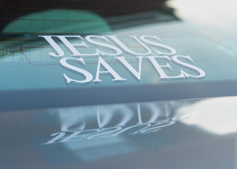 Jesus Saves Decal – Weather Resistant Christian Sticker for Car, Laptop ...