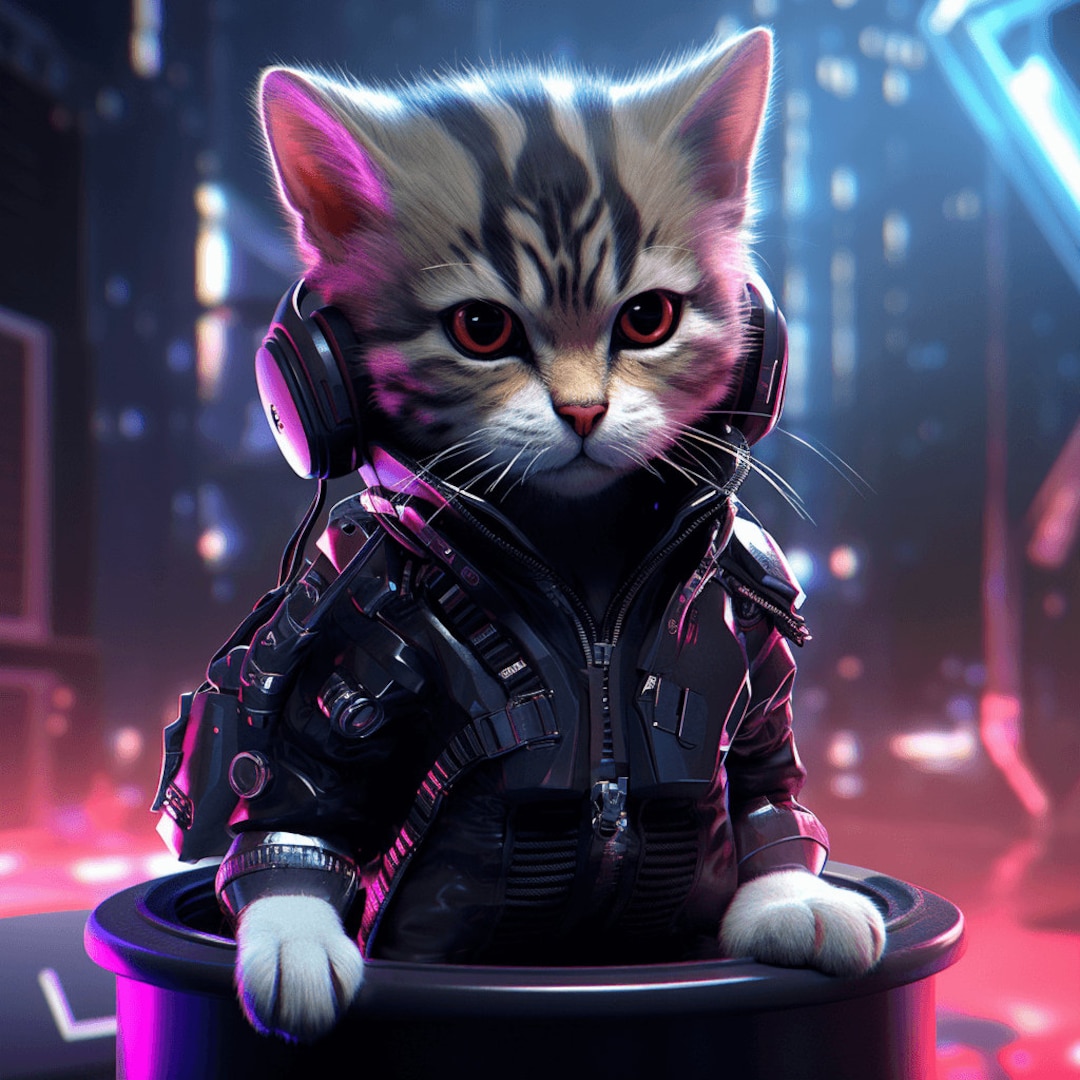 Cyber Kitten Tube Digital Art Avatar AI Generated Art - Etsy