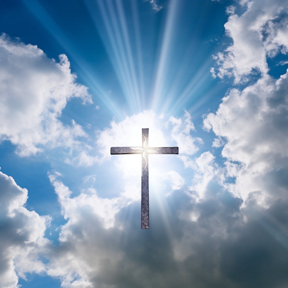 Cross in Sky -- Digital Art Print, AI Generated Art - Etsy