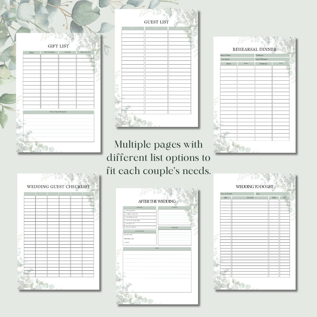 Minimalist Wedding Planner| Printable Wedding Planner Pages | Wedding ...