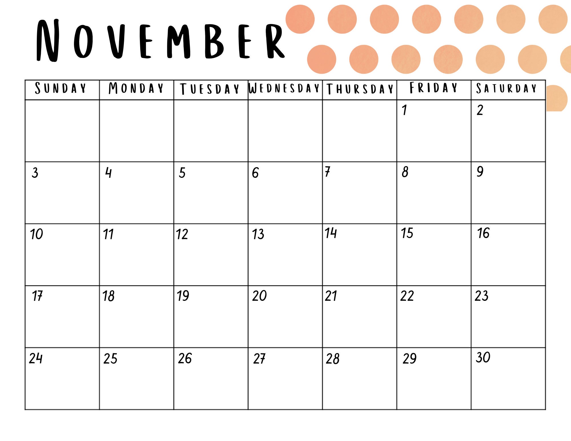 2024 Printable Polka Dot Calendar - Etsy