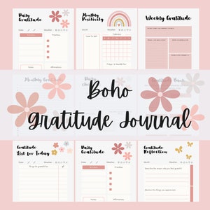 Pink Boho Gratitude Journal Printable - Etsy