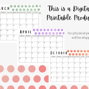 2024 Printable Polka Dot Calendar - Etsy