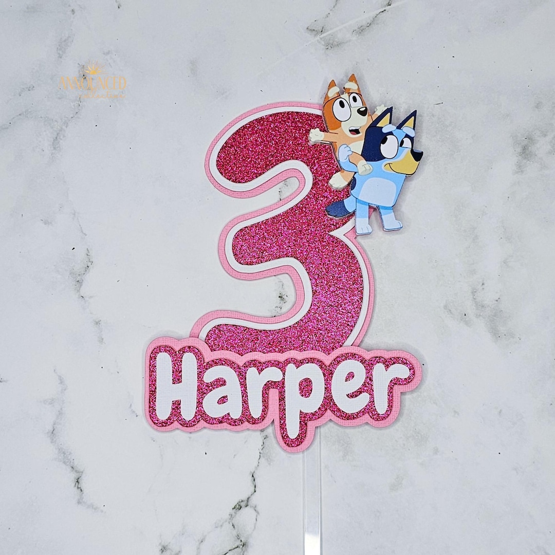 Bluey Cake Topper, Bluey Birthday, Personalised Bluey and Bingo Cake ...