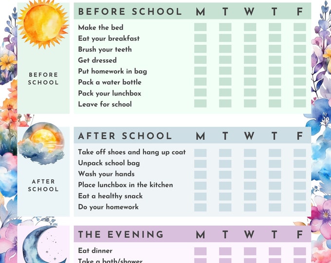 School Day Checklist - Etsy Canada